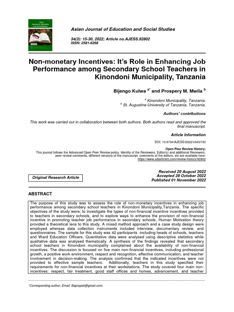 Kulwa and Prospery | Download Free PDF | Incentive | Motivation