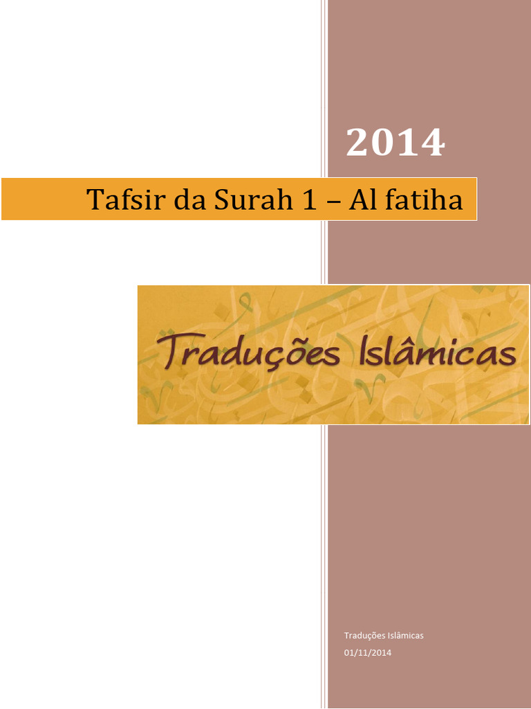 Tafsir Da Sura 1 (Al Fatiha) | PDF | Deus | Alcorão