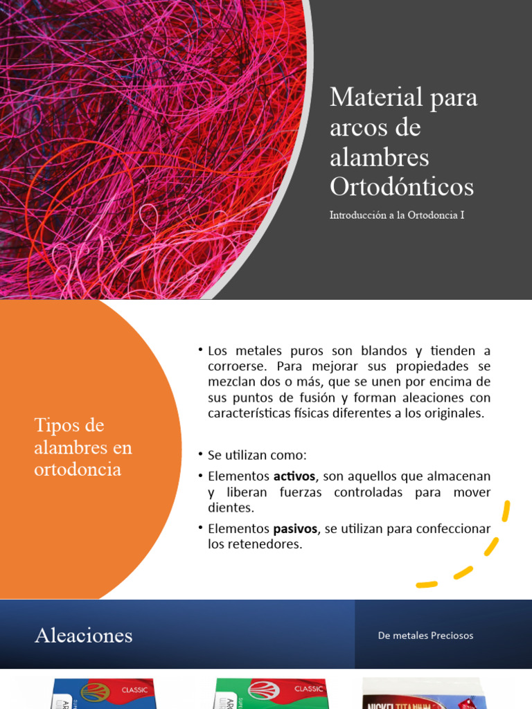 Tipos de Alambres en Ortodoncia | PDF | Metales preciosos | Aleación