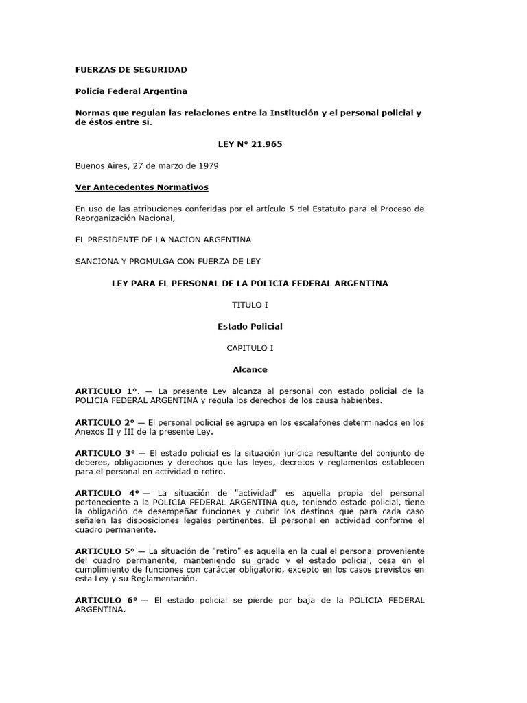 PFA - Ley 21965 | PDF | Policía | Regulación