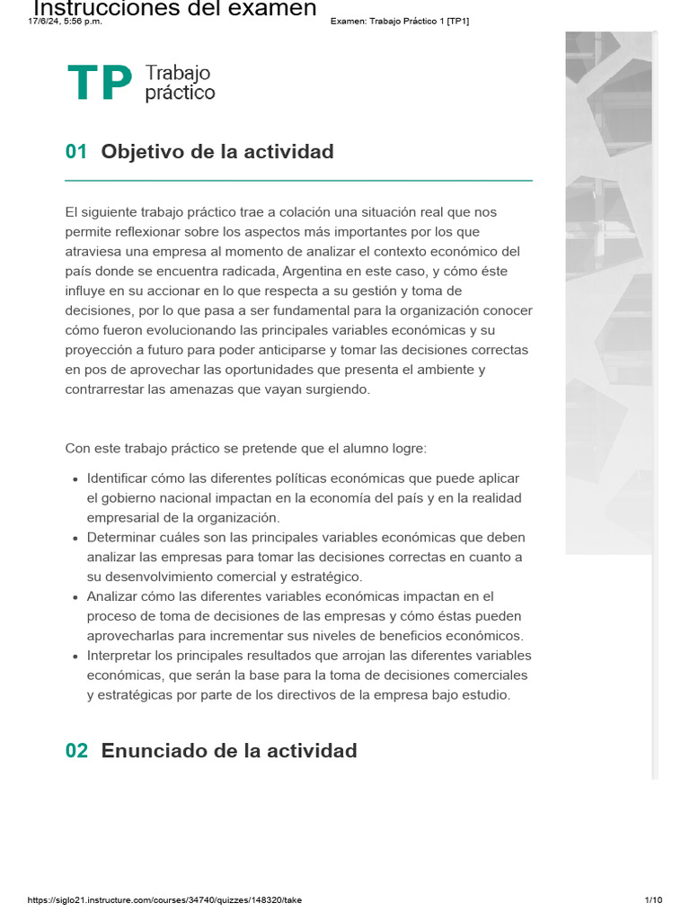 Examen_ Trabajo Práctico 1 [TP1] economia 2 | PDF | Producto Interno Bruto | Precios