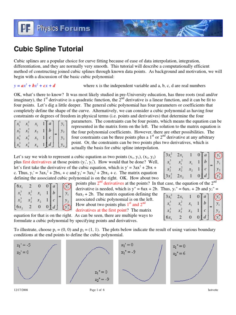 Cubic Spline Tutorial v3 | PDF | Interpolation | Polynomial
