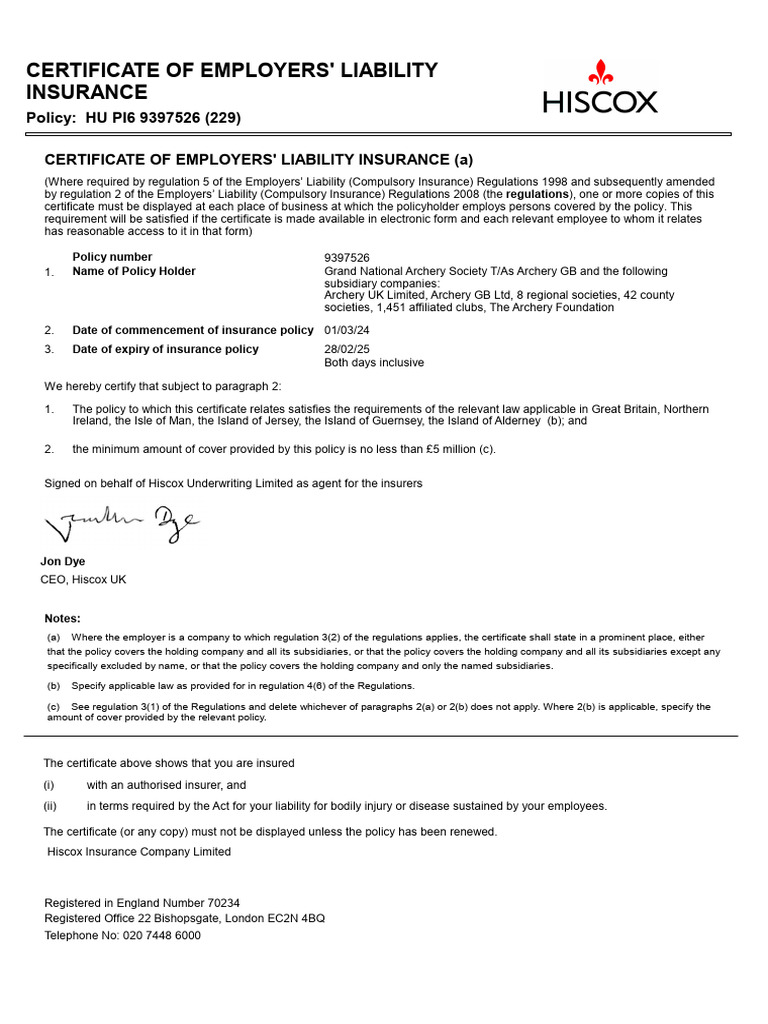 AGB 2024 Employers Liability Certificate-2024!03!06 | PDF | Insurance ...