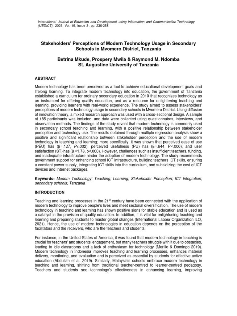 Mkude, Mwila and Ndombapdf | PDF | Learning | Cognitive Science