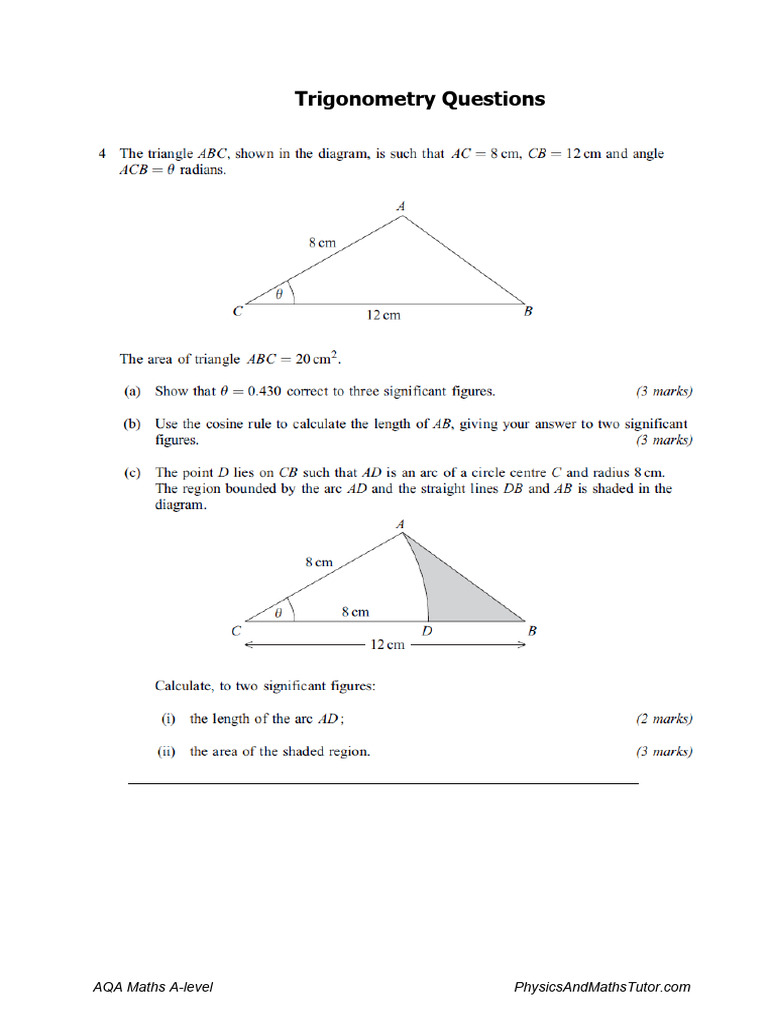 AQA A-level Trigonometry Questions & Answers | PDF | Teaching Methods ...