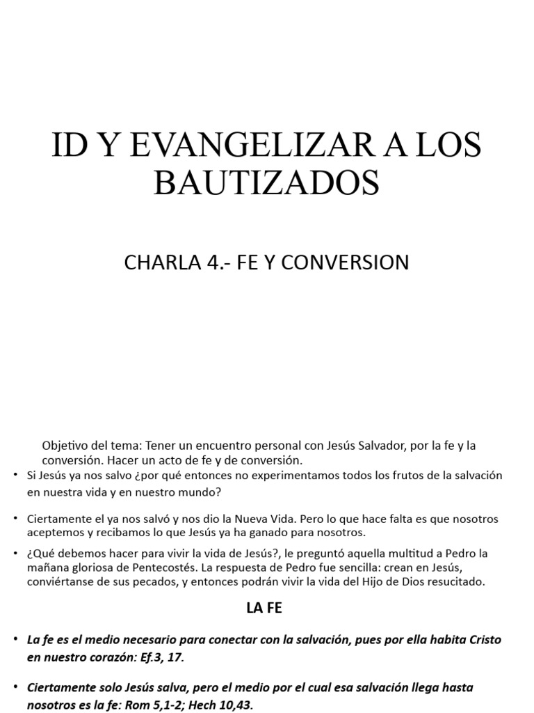 Charla 4. - Fe y Conversion | Descargar gratis PDF | Fe | Salvación