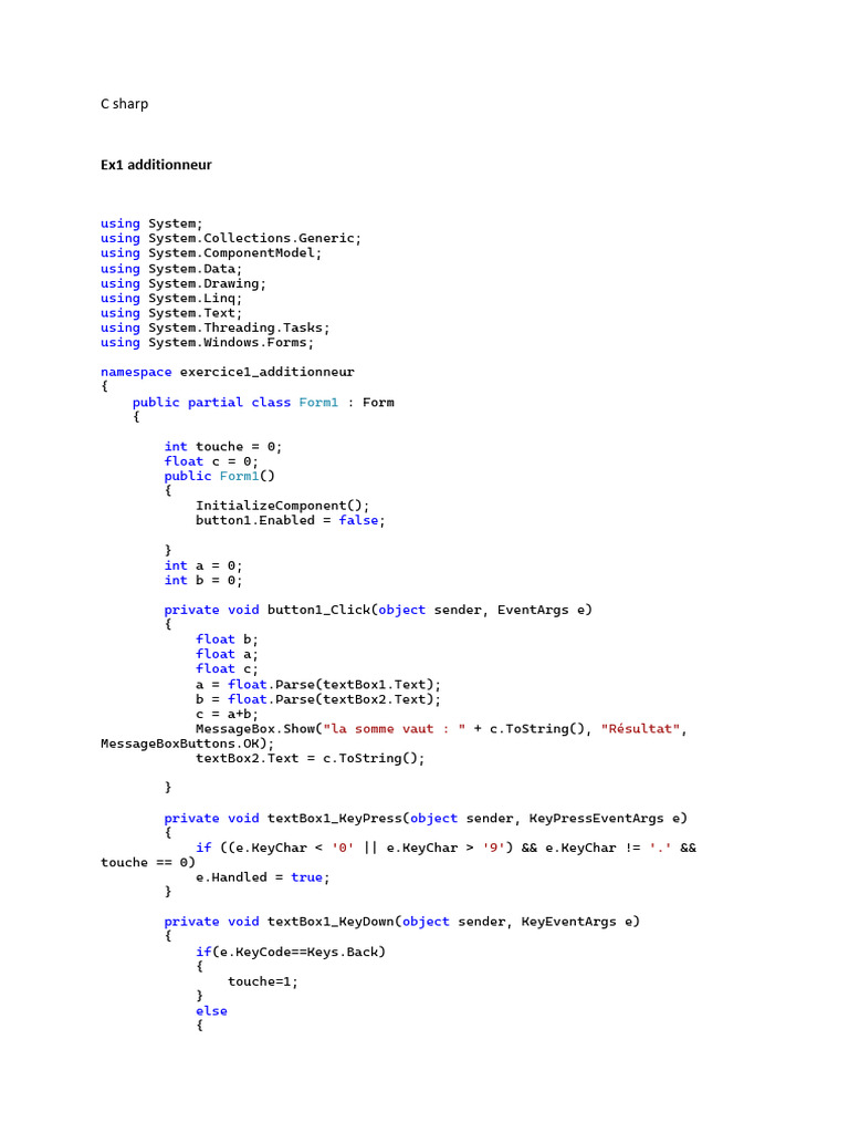 Exo C Sharp | PDF | Software Engineering | Computer Programming