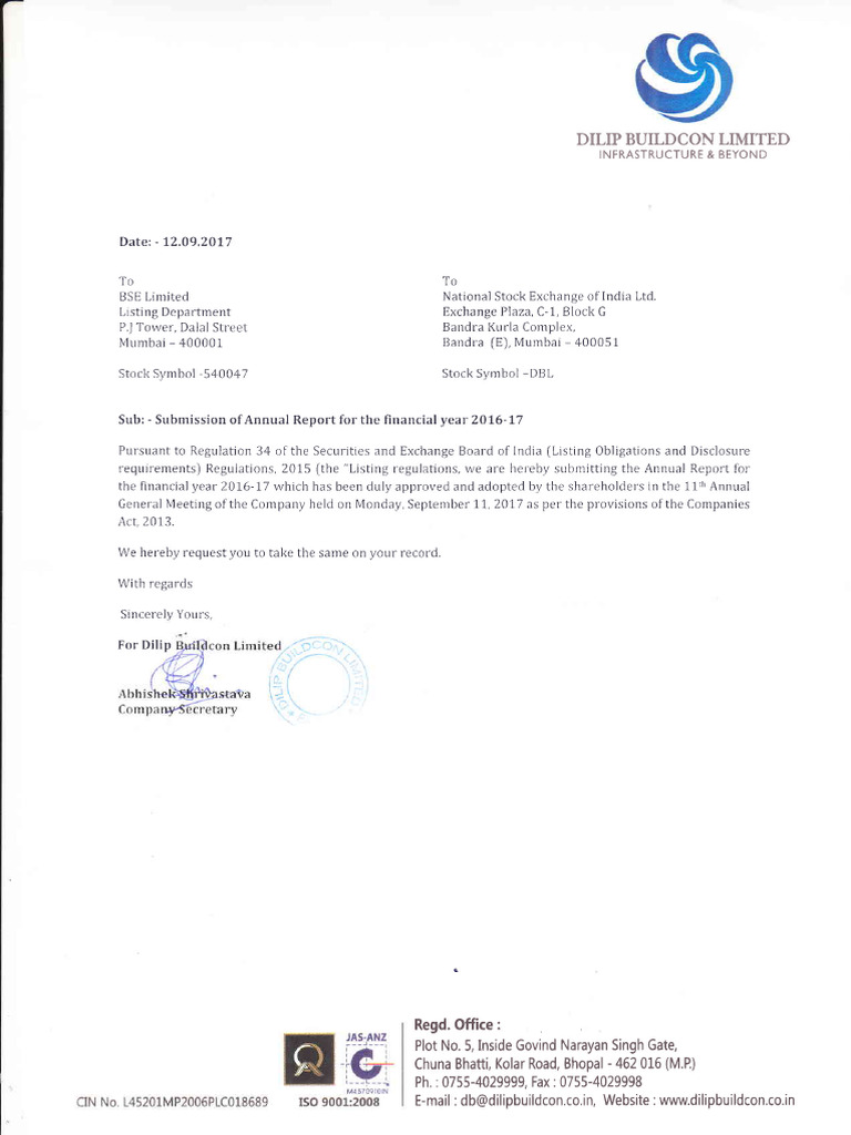 Oflndia: Dilip Buildcon Limited | PDF | Financial Statement ...