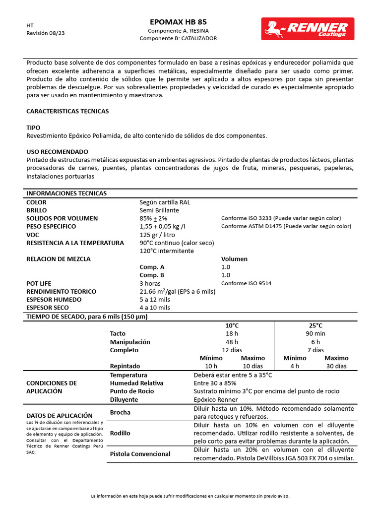 HT - Epomax HB 85 | PDF | Epoxy | Agua