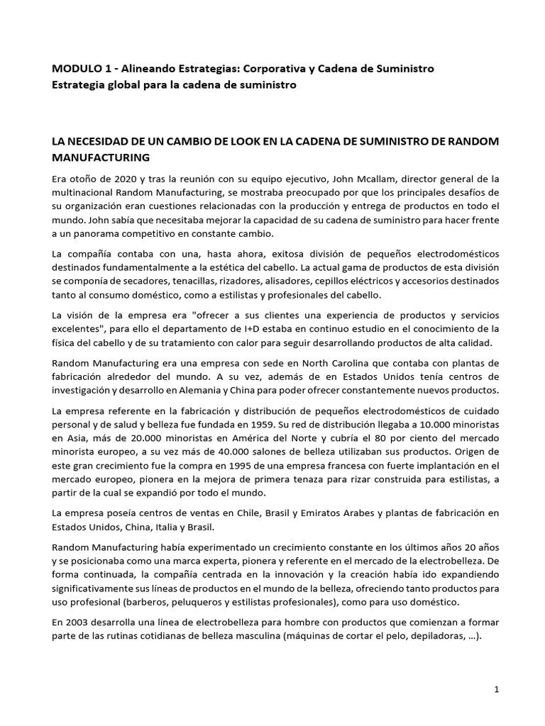 Caso Estrategia Cds Random Manufacturing VF AGB | PDF | Placa de ...