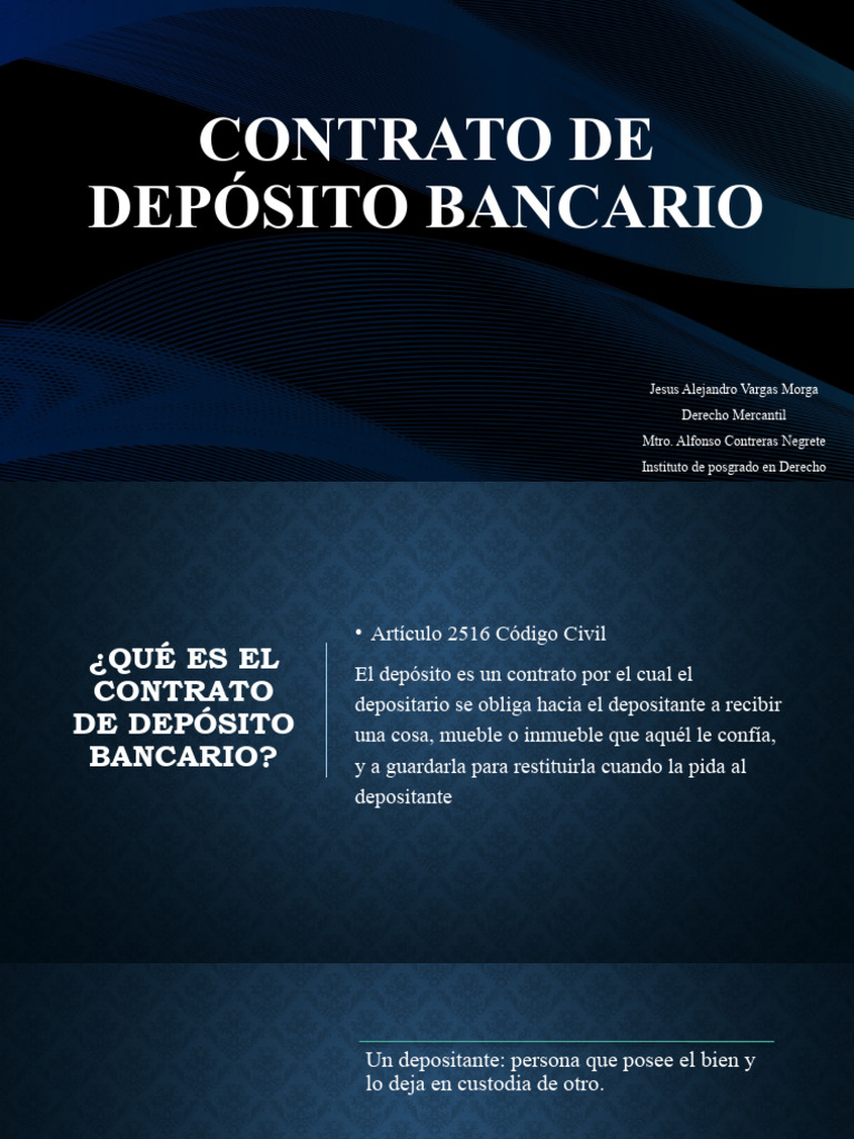Contrato de Depósito Bancario en México | PDF | Bancos | Dinero