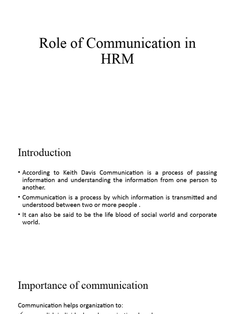Role of Communication in HRM | PDF | Communication | Information