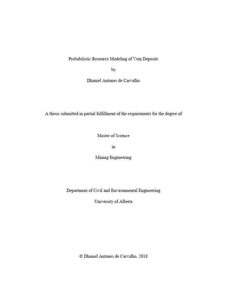 Probabilistic Resource Modeling of Vein Deposits - Dhaniel - Antunes de ...
