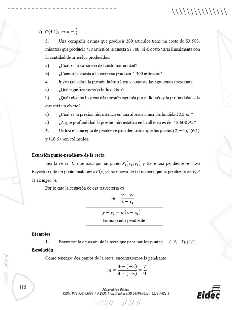 Ecuación de La Recta-Frida Fuentes | PDF | Línea (geometría) | Pendiente