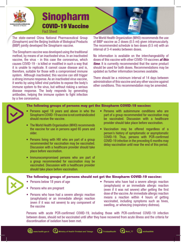 Sinopharm COVID-19 One Pager FAW | PDF | Vaccines | Virus