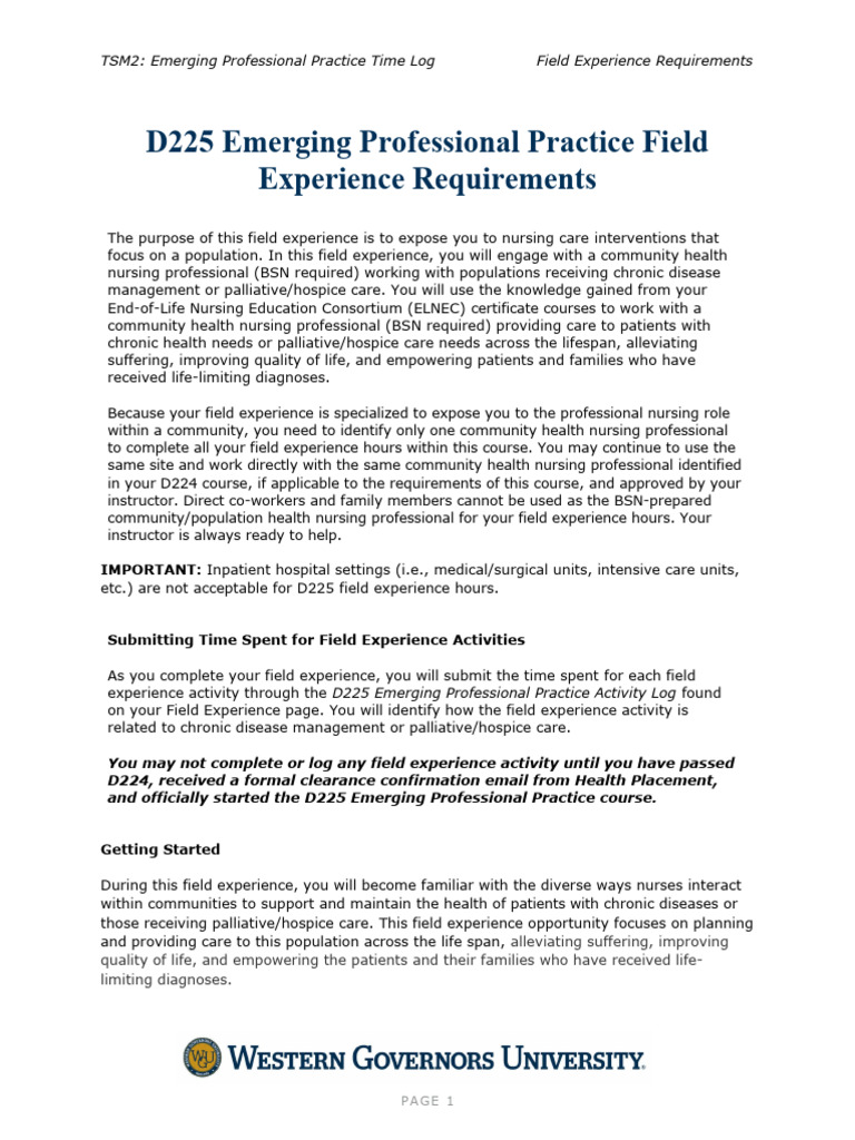 Nursing Field Experience Time Log Guide | PDF | Palliative Care | Nursing