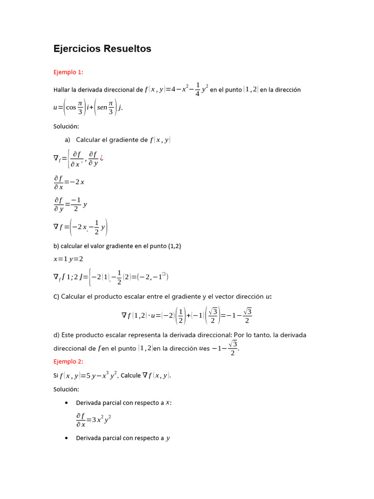 Ejercicios Resueltos | PDF | Degradado | Cálculo multivariable