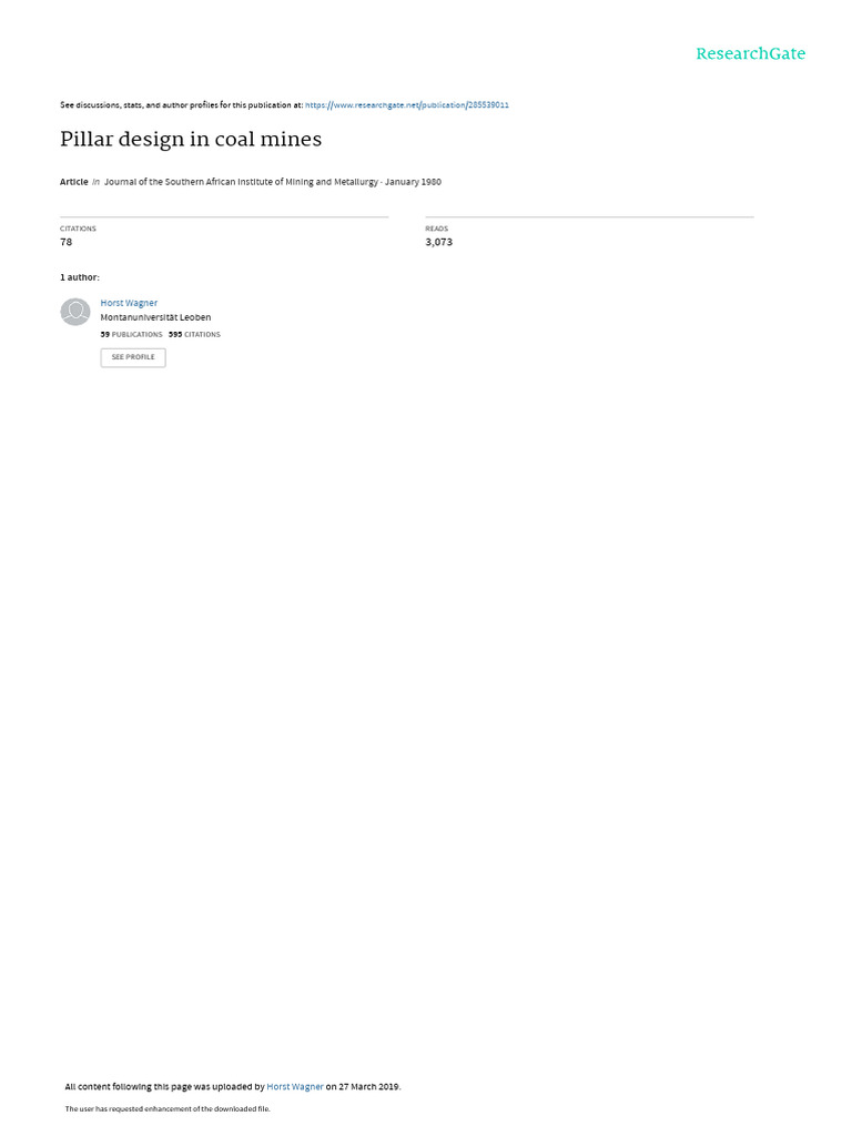 Coal Mine Pillar Design Insights | PDF | Strength Of Materials | Coal ...