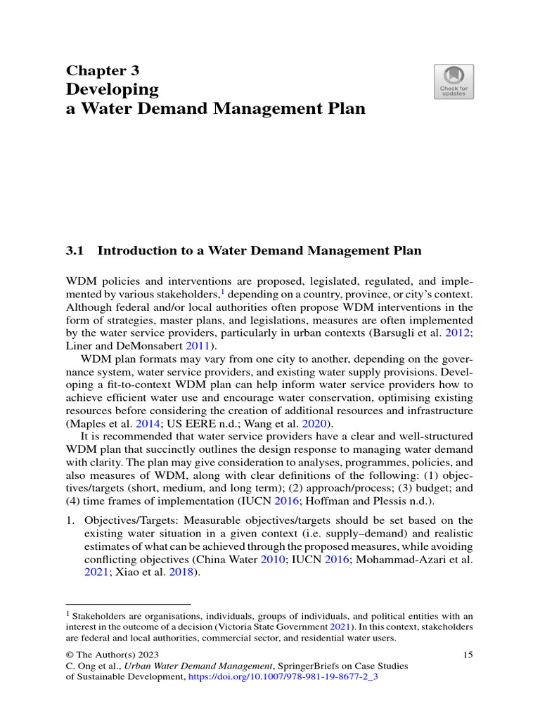 Developing A Water Demand Management Plan | PDF | Cost–Benefit Analysis | Water Conservation
