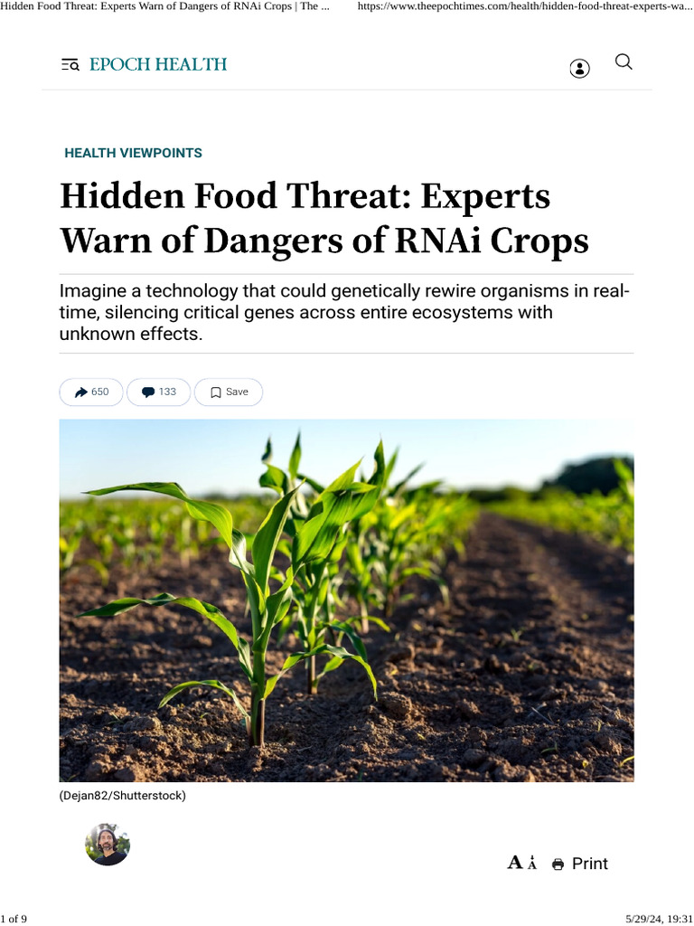 Hidden Food Threat Experts Warn of Dangers of RNAi Crops The Epoch ...