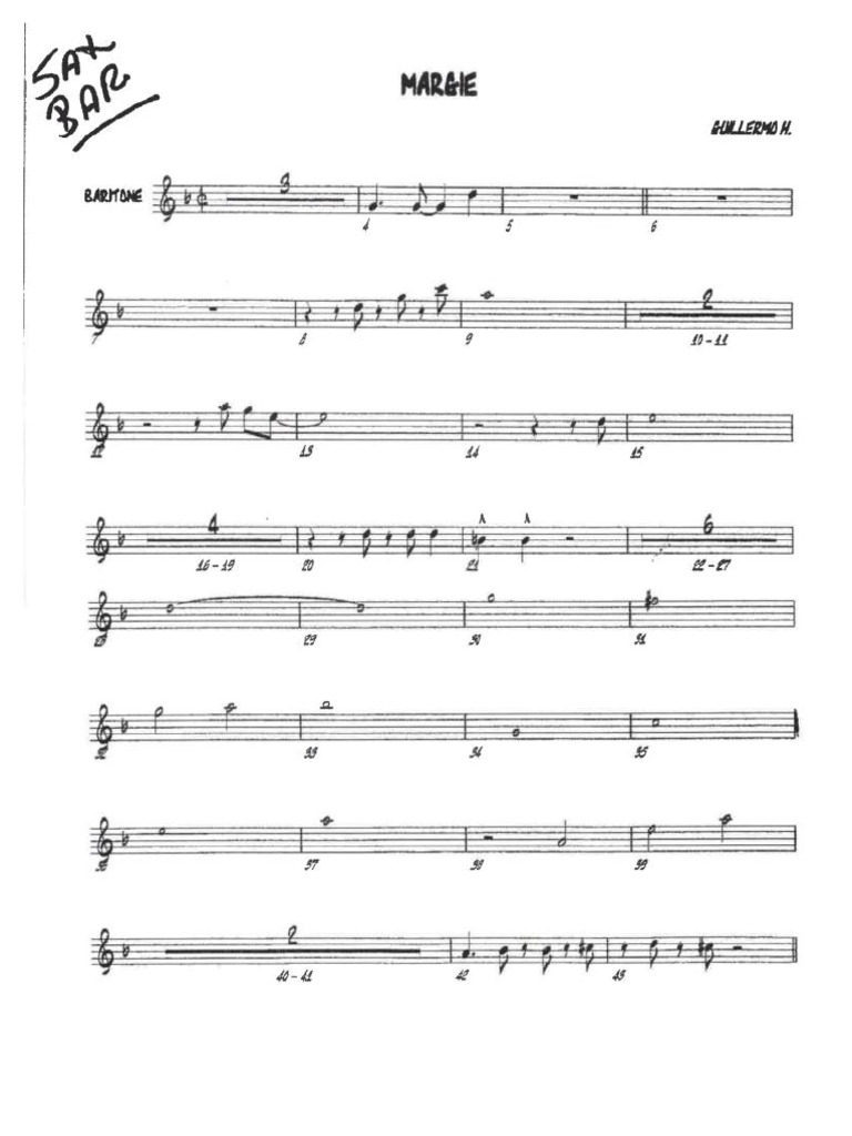 Margie - Partitura Saxofón Baritono | PDF