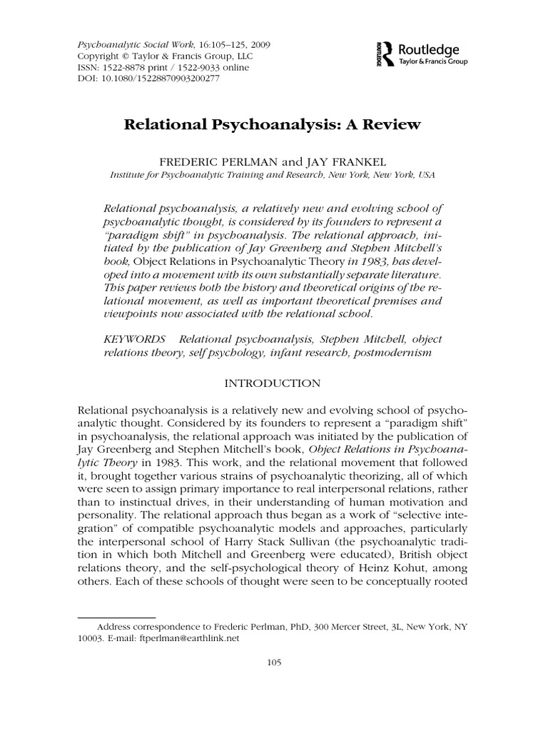 Relational Psychoanalysis: A Review | PDF | Psychoanalysis | Sigmund Freud