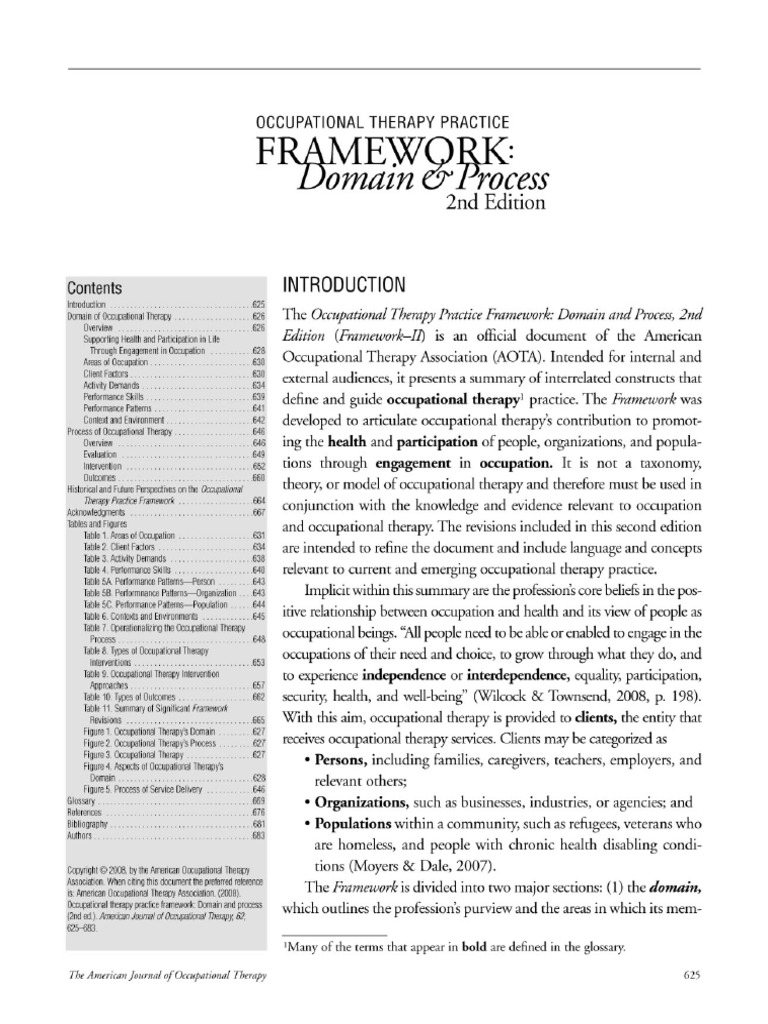 Occupational Therapy Practice: Framework and Domains Version 2 | PDF