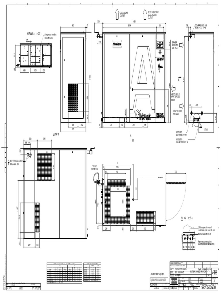 Water-Cooled Compressor Dimensions | PDF | Machines | Liquids
