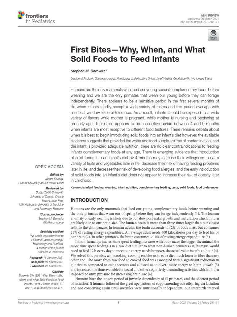 First Bites: Introducing Solid Foods | PDF | Weaning | Foods