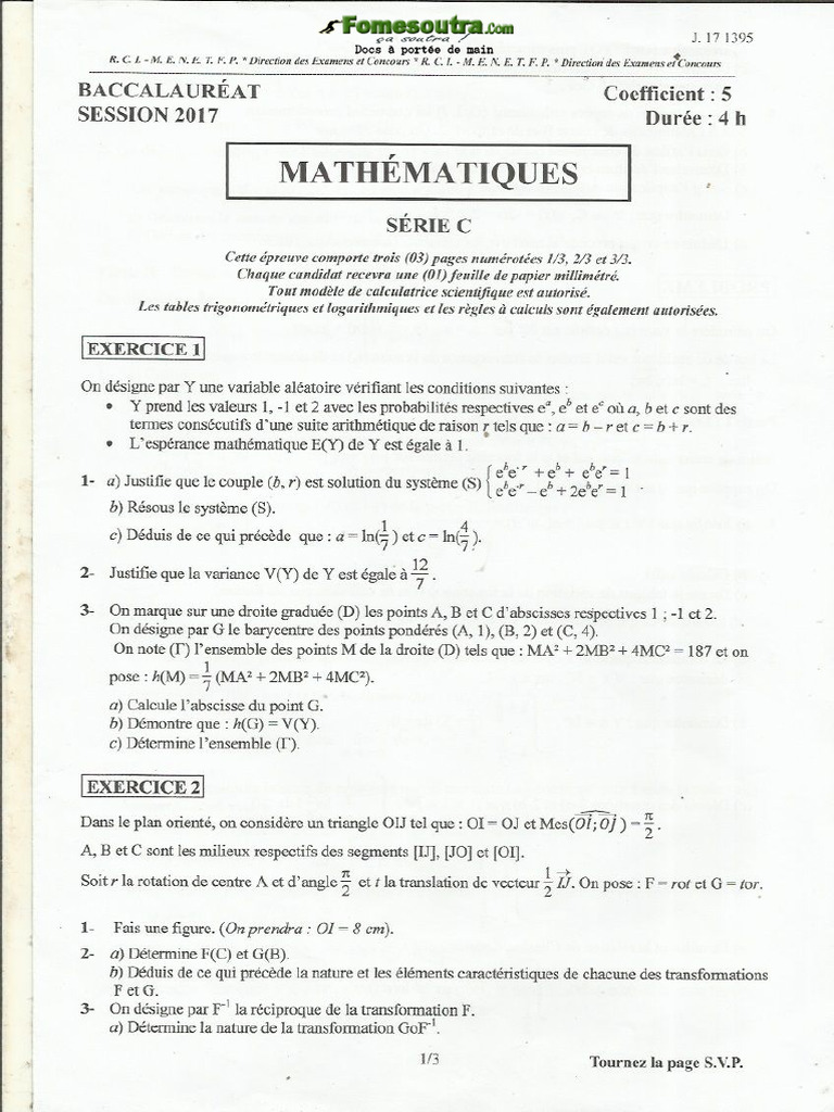 612b89c8f0447sujet de Maths Bac C 2017 | PDF
