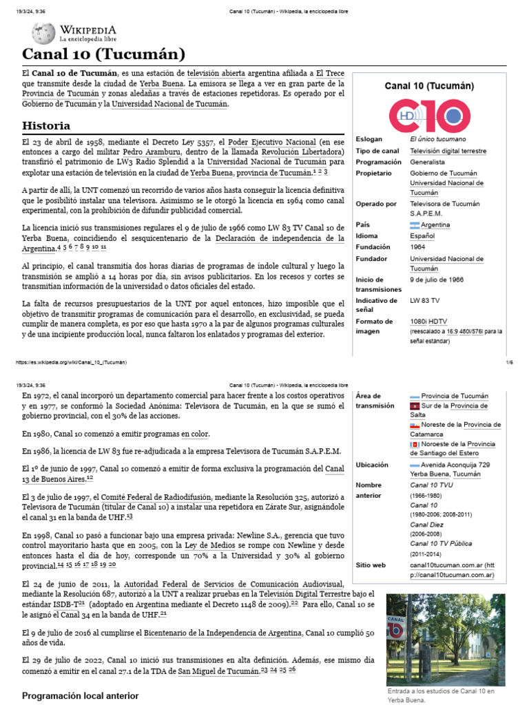 Canal 10 (Tucumán) - Wikipedia, La Enciclopedia Libre | PDF ...