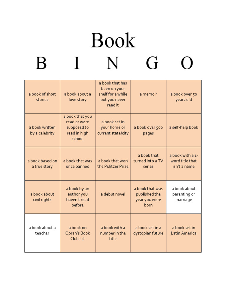 Book Bingo 2018 | PDF | Novels