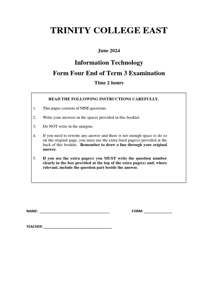 Form 4 EOT 3 Exam June 2024 | Download Free PDF | Graphical User ...