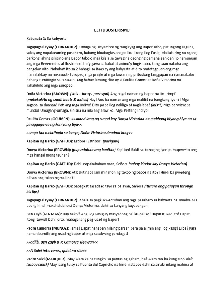 El Filibusterismo Final Script Edited | PDF