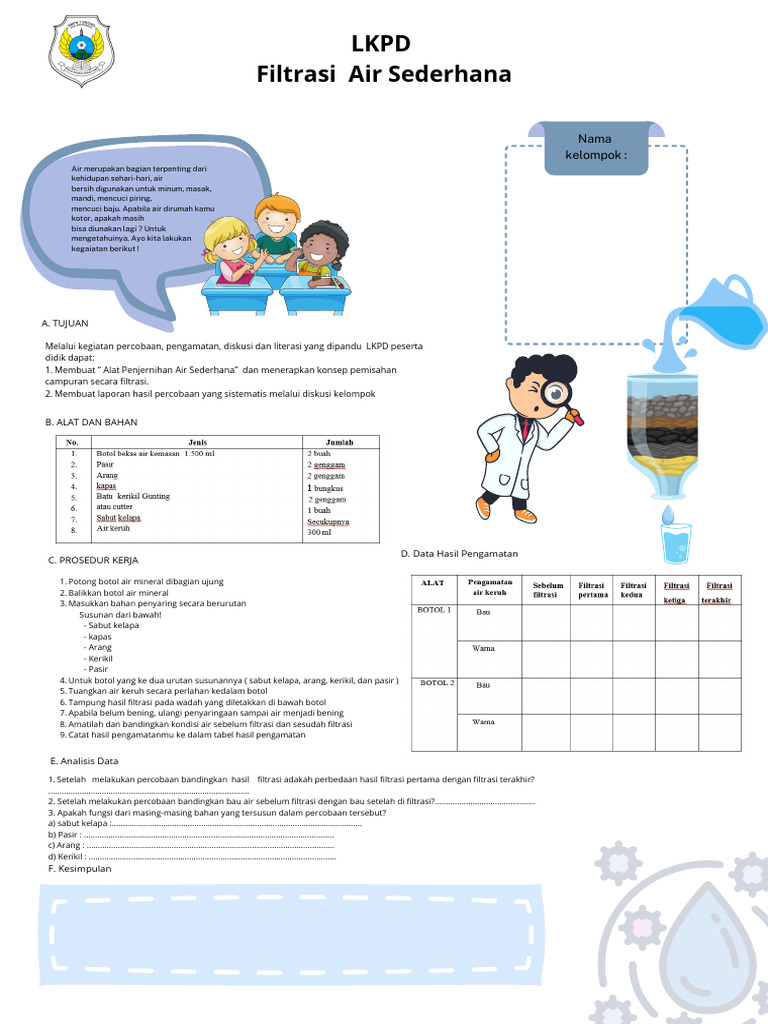 LKPD Filtrasi Air Sederhana 20240224 082130 0000 | PDF | Sains & Matematika