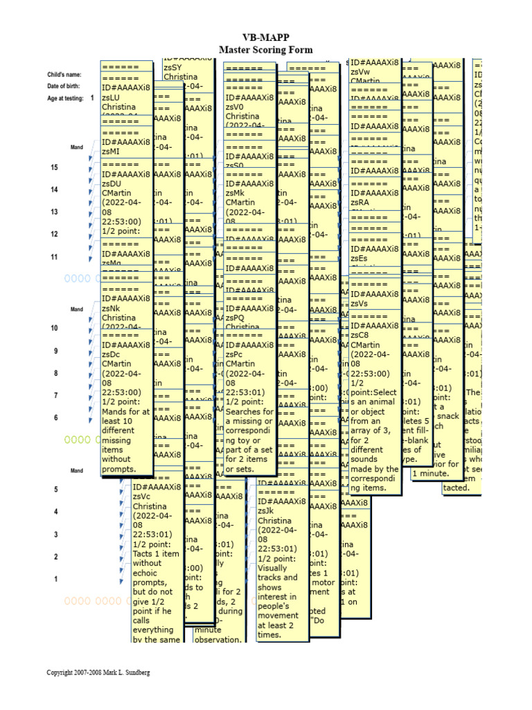 VB-MAPP Master Form | PDF | Cognitive Psychology | Cognition