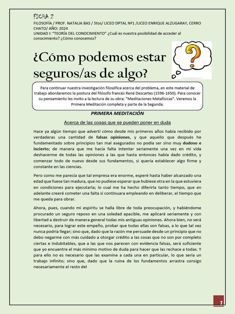Descartes y la Duda Metódica en Filosofía | PDF | René Descartes ...
