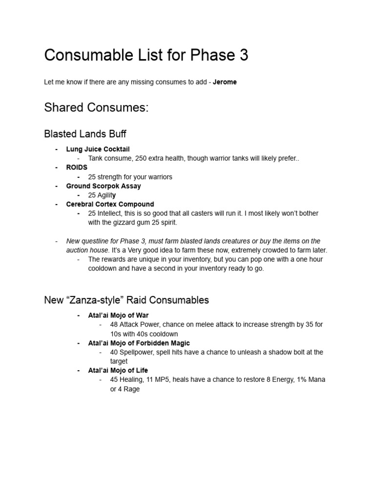 Consumable_List_for_Phase_3 | PDF