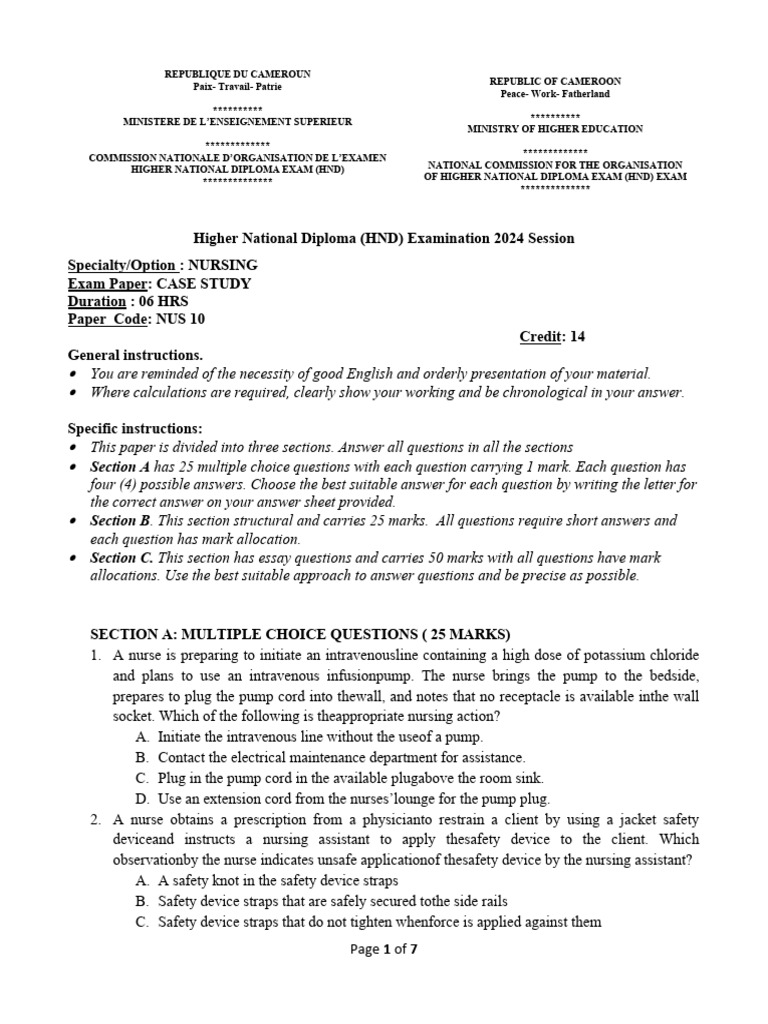 Case Study Nursing 2024 HND Set 2 | PDF | Urinary Incontinence | Diabetes