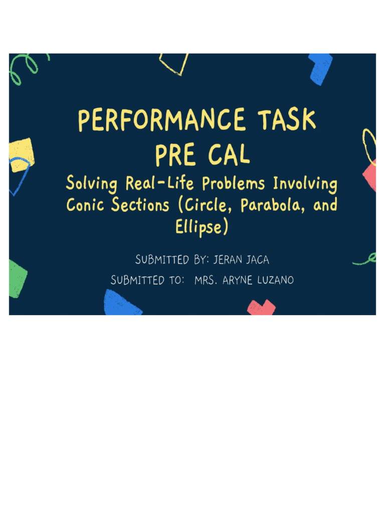 Performance Task Pre Cal Jaca 2 | PDF | Ellipse | Circle