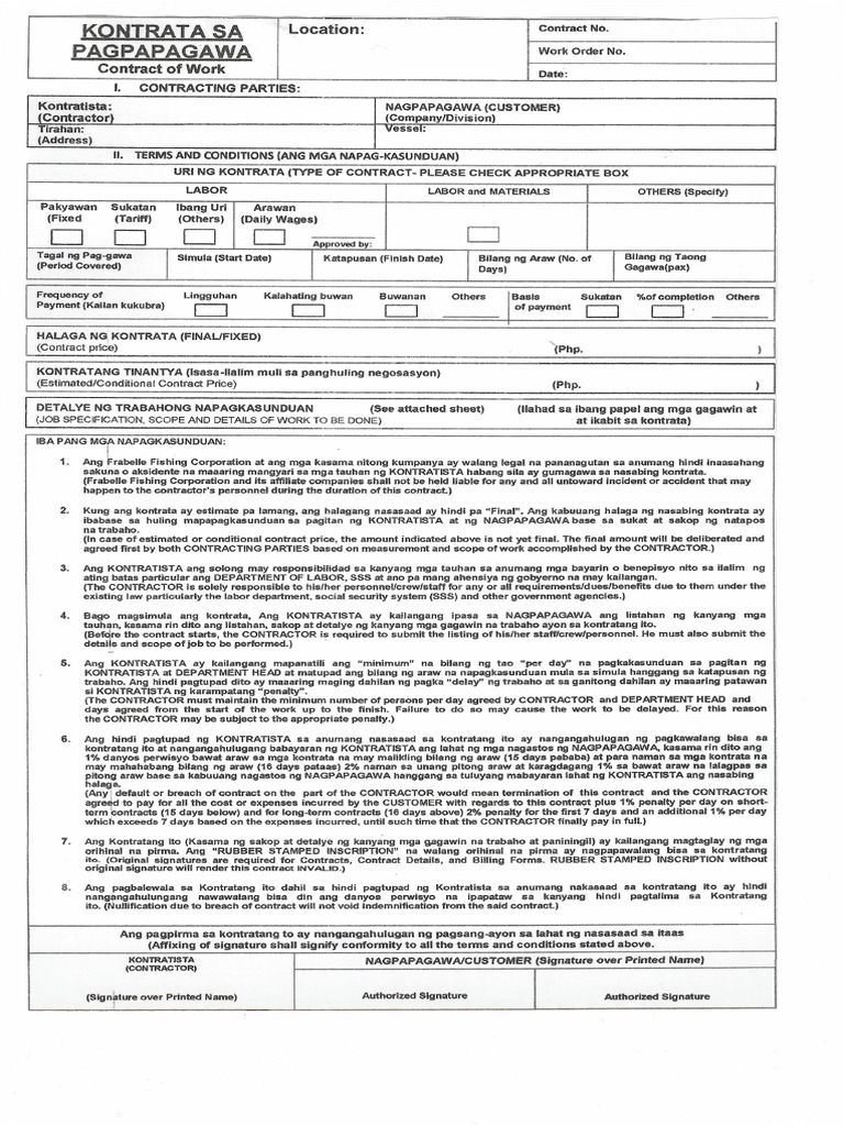 Small Works Contract Format | PDF
