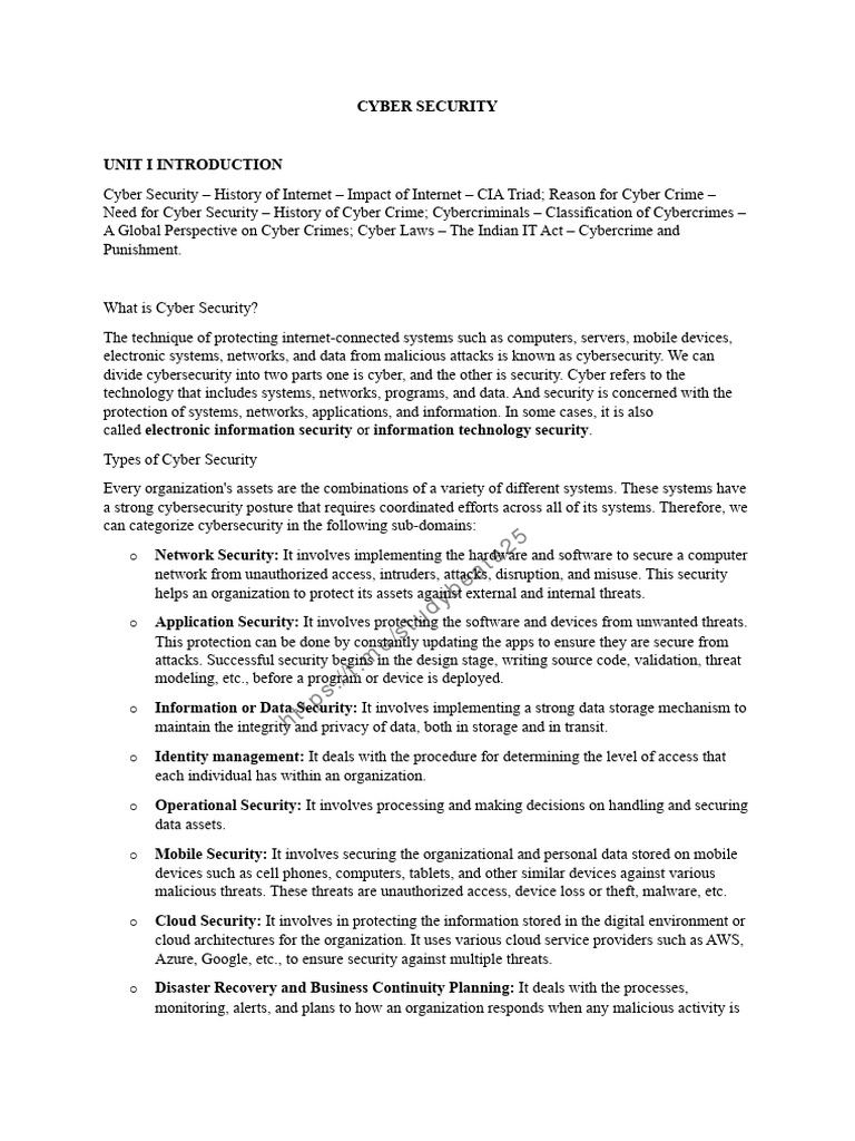 Ccs340 Cyber Security Full Notes Pdf Security Computer Security