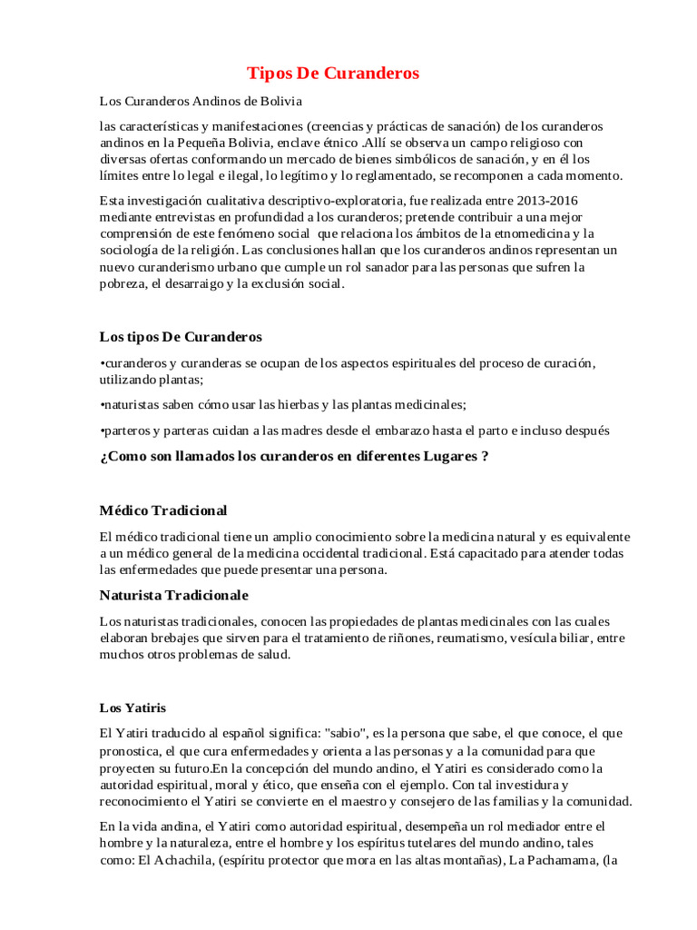 Tipos de Curanderos | PDF