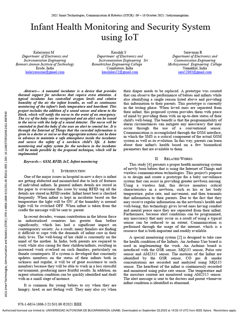 IoT-Based Infant Health Monitoring System | PDF | Electronics ...