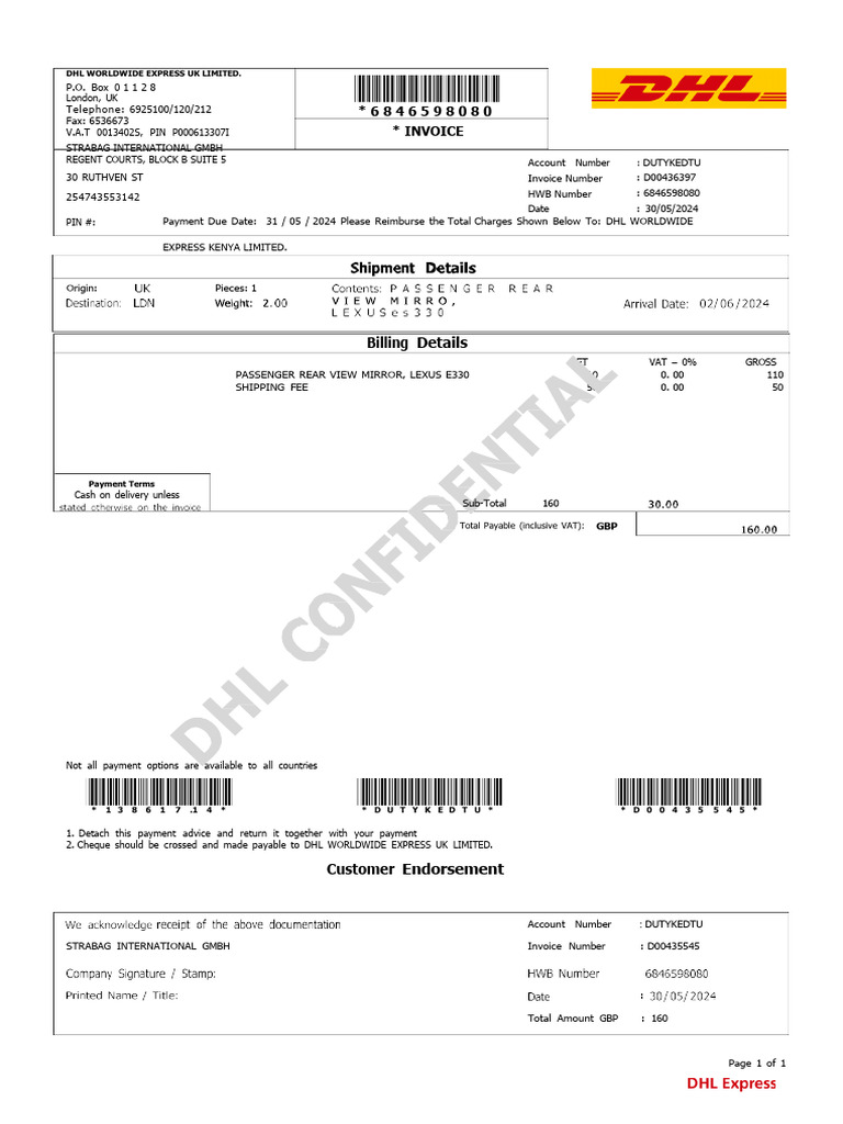 DHL Receipt Info - Uk | PDF | Payments | Receipt