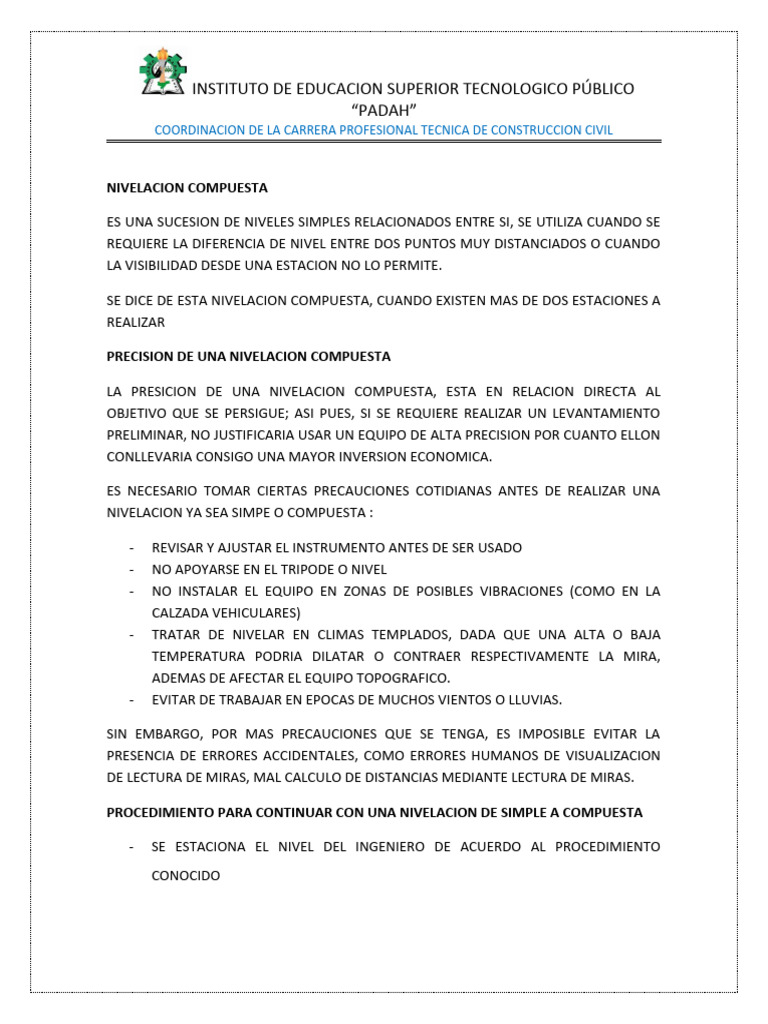 U-D Nivelacion Compuesta | PDF