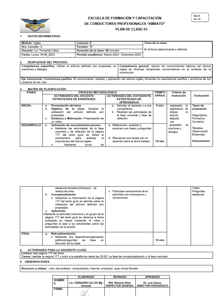 Plan de Clase 3 | PDF | Evaluación | Maestros