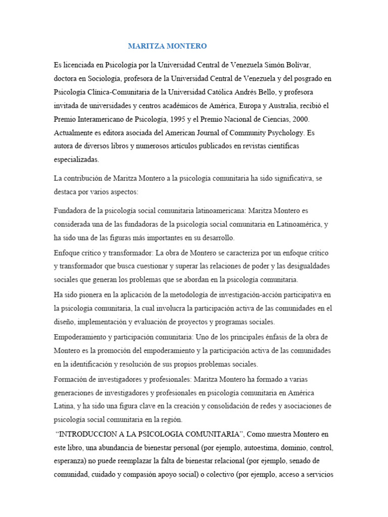 Maritza Montero | Descargar gratis PDF | Sicología | Ciencias del comportamiento