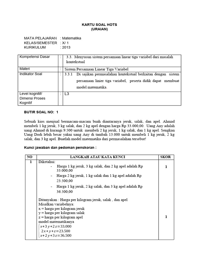 Kartu Soal - MTK | PDF
