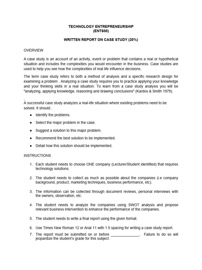 Guideline Assessment 1 - Case Study | PDF | Swot Analysis | Knowledge